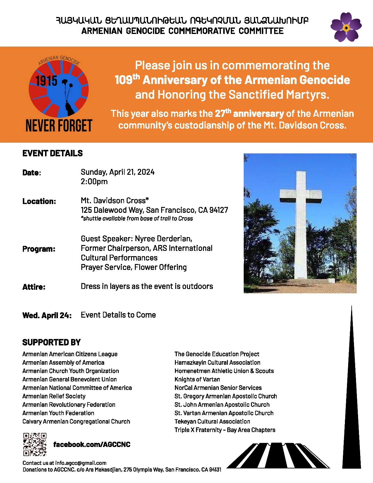 109th Anniversary of the Armenian Genocide | St. John Armenian ...