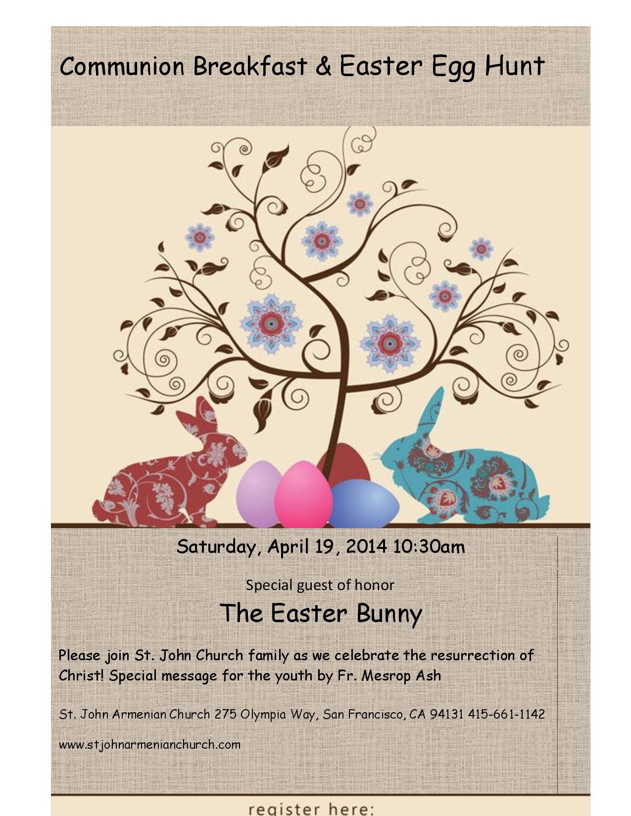 Communion Breakfast & Easter Egg Hunt | St. John Armenian Apostolic Church