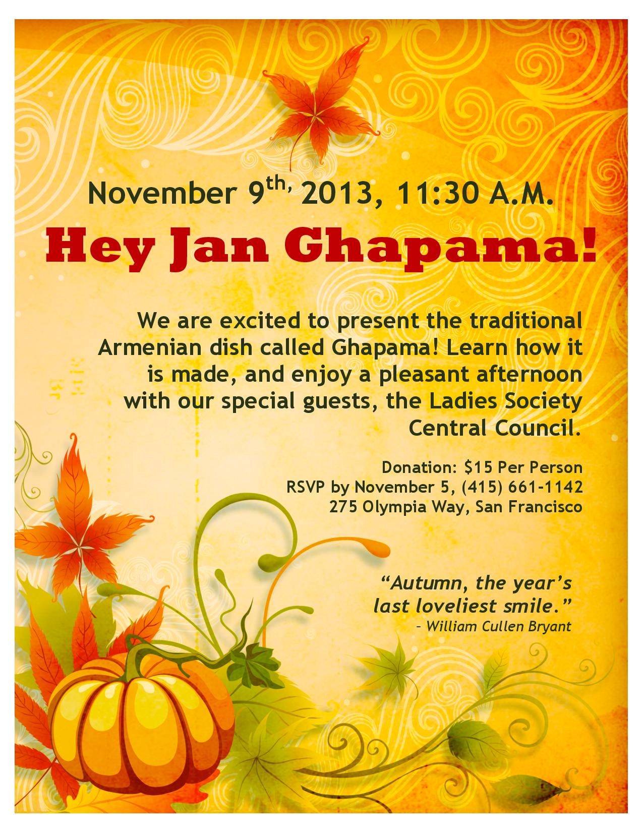 Hey Jan Ghapama - Ladies Luncheon | St. John Armenian Apostolic Church